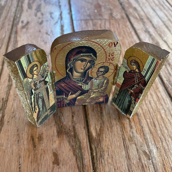 Vintage | Art | Small Portable Wooden Foldout Russian Orthodox ...